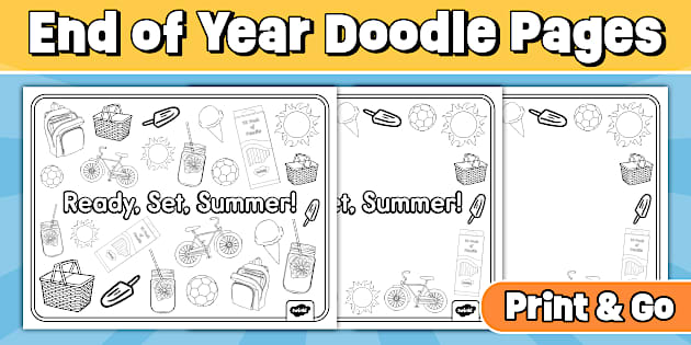 Let's Doodle! End of Year Coloring Pages