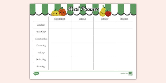 Autumn-Market Themed Weekly Meal Planner (teacher made)