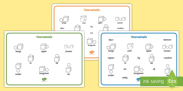 Voorsetsels Woordmat (teacher made) - Twinkl