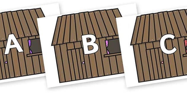 A-Z Alphabet on Wooden Houses (teacher made) - Twinkl