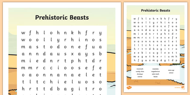 Prehistoric Beasts Wordsearch (teacher made) - Twinkl