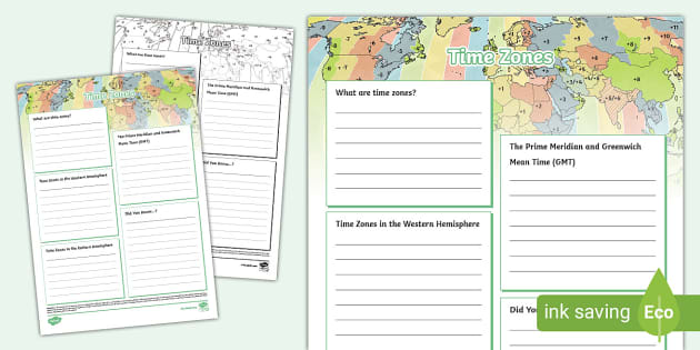 * NEW * Time Zones Fact File Template (teacher made)