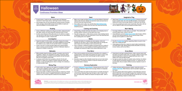 EYFS Halloween Continuous Provision Planning Ideas (Ages 0-2)