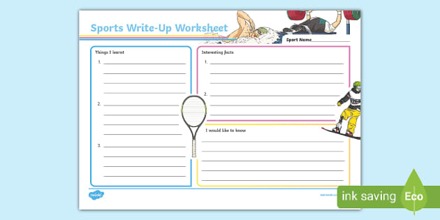 Sports Write-Up Worksheet - Twinkl - PE (teacher made)