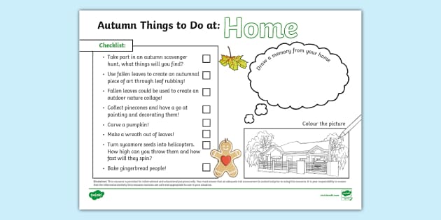 * NEW * Autumn Things to Do at Home Checklist Activity