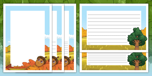 Editable Acorn and Oak Tree Page Border Pack - Twinkl