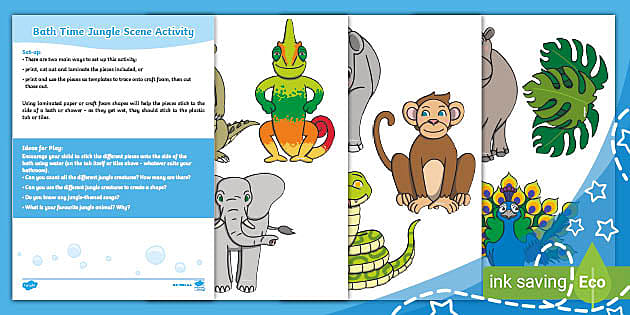 Bath Time Jungle Scene Activity (Teacher-Made) - Twinkl