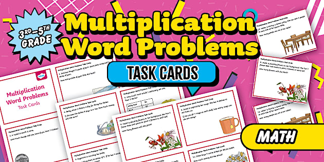 Multiplication Word Problems Task Cards for 3rd-5th Grade