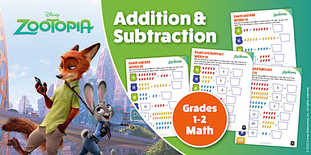 Zootopia: Color by Addition and Subtraction Within 20 Worksheets for ...