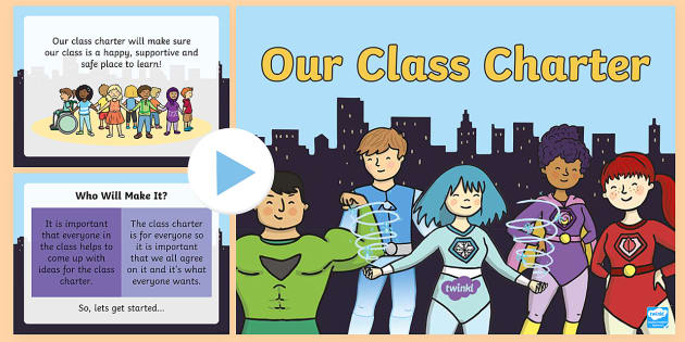 Our Class Charter Superhero-Themed PowerPoint - Twinkl