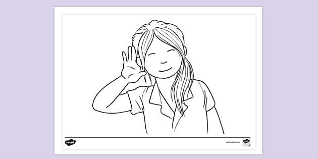 Woman Listening Colouring Sheet | Colouring Sheets