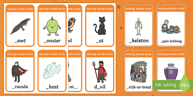 Halloween Themed Missing Sound Cards Phase 2 Activity