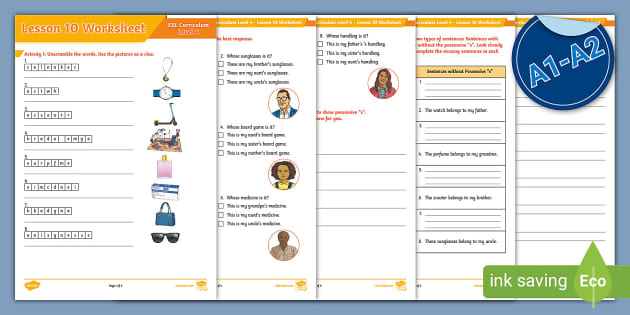 ESL Curriculum Level 4, Lesson 10 Worksheet (teacher made)