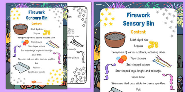 Firework Sensory Bin (teacher made)