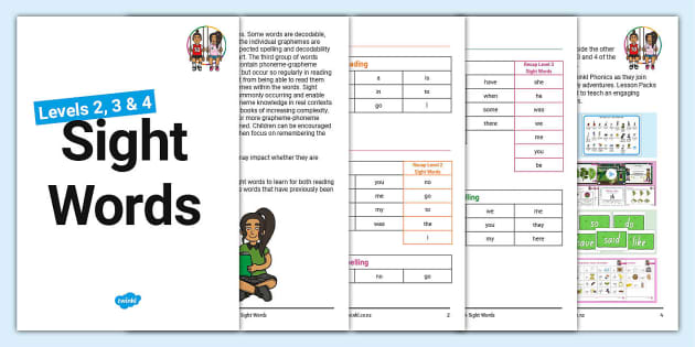 Twinkl Phonics Sight Words Booklet: Levels 2, 3 and 4