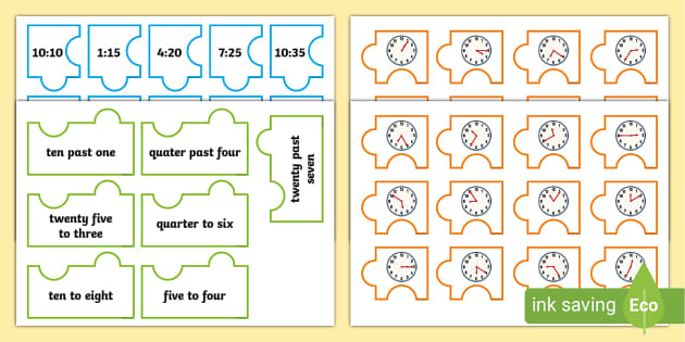 O'Clock and Half Past Times Jigsaw Puzzle Activity - Twinkl