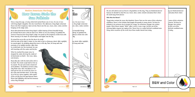 How Raven Stole the Sun PDF | ELA | Twinkl USA - Twinkl
