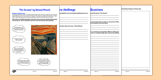 The Scream by Munch Art Appreciation Worksheet / Worksheet