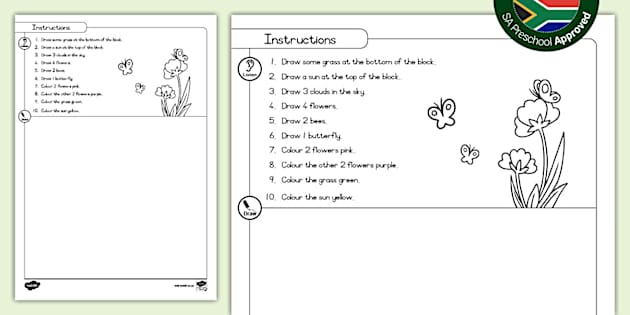 Preschool: Listening Skills - Listen and Draw - Twinkl