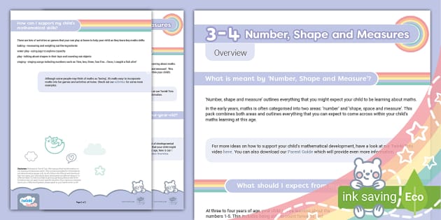 3-4 Years Number Shape Measures Overview - Twinkl