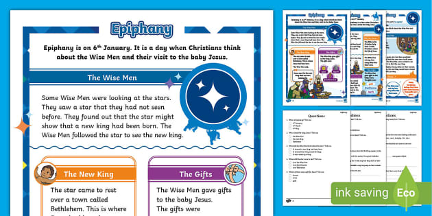 KS1 Epiphany Differentiated Reading Comprehension Activity