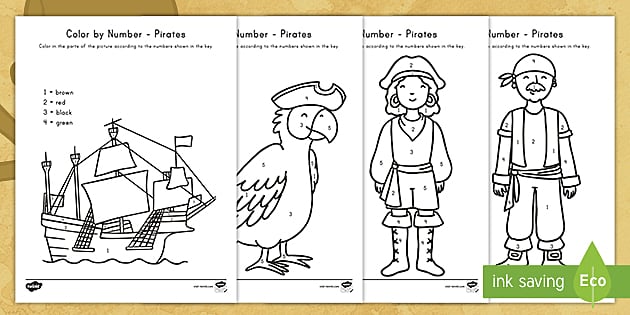 Pirates Color by Number Activity (teacher made) - Twinkl