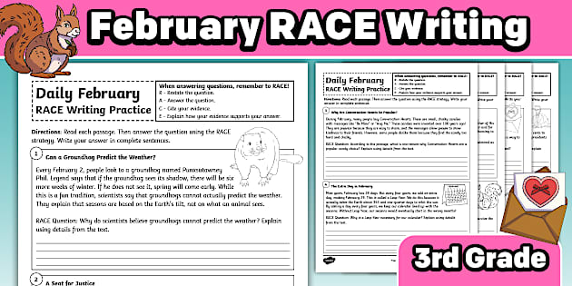 Third Grade February RACE Writing Morning Work