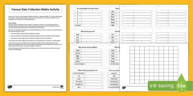 Census Data Collection Maths Activity - Year 4 Maths