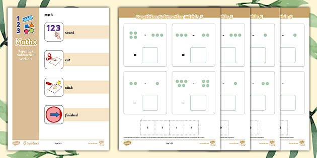 Structured Steps Repetition Subtraction to 5 (teacher made)