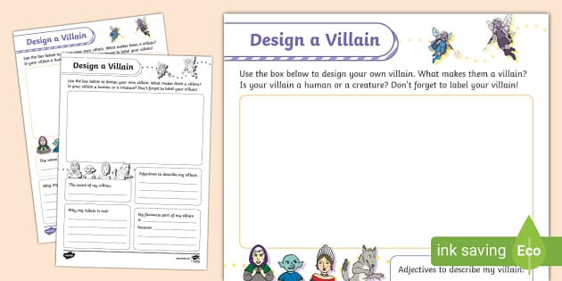 Design a Villain Worksheet (teacher made) - Twinkl