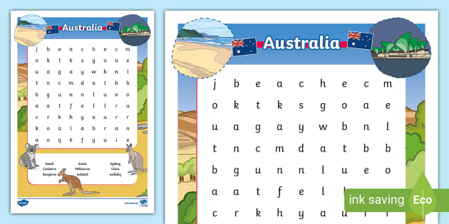 Australia Word Search (Lehrer gemacht) - Twinkl