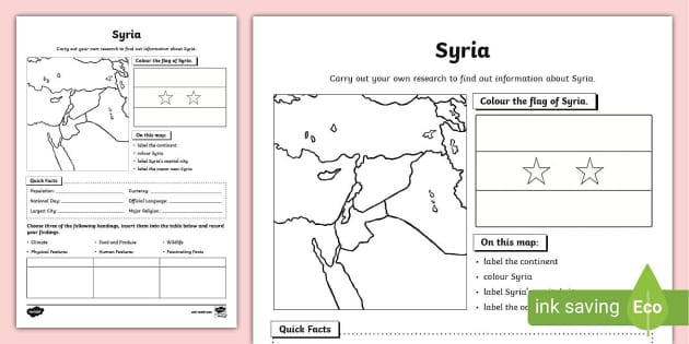 KS2 Syria Research Activity - Twinkl - Geography - Twinkl