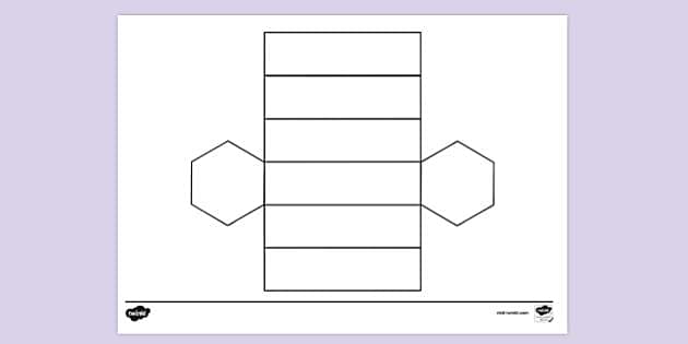 FREE Hexagonal Prism Net Colouring Colouring Sheets