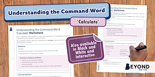 Understanding the Command Word ‘Calculate’ Worksheet