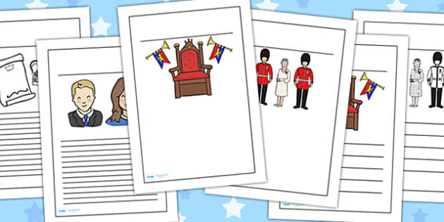 FREE! - Royal Family Writing Frames Standard Lined BW - writing template