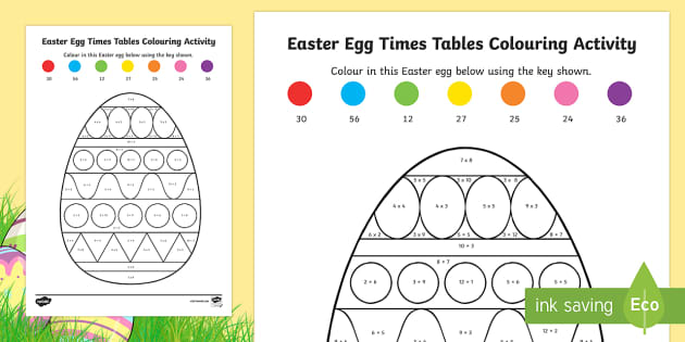 Easter Themed Worksheet Multiplication Colour By Number