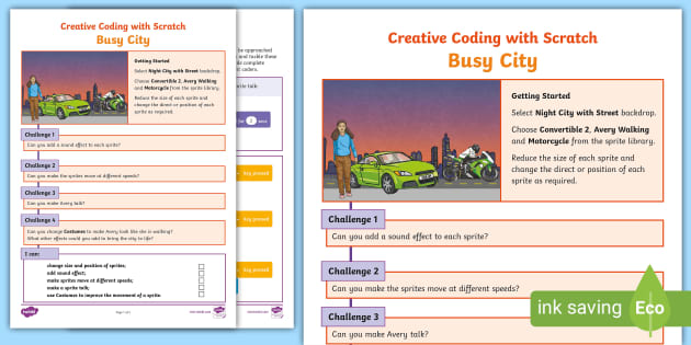 Busy City Scratch Worksheet (teacher made)