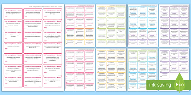 EYLF Learning Outcomes Assessment Stickers with Examples