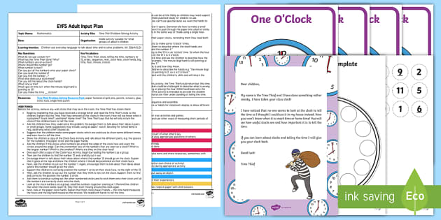 EYFS Time Thief Problem Solving Activity Adult Input Plan and Resource Pack
