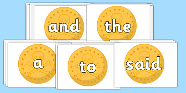 100 High Frequency Words on Pirate Coins - High frequency words