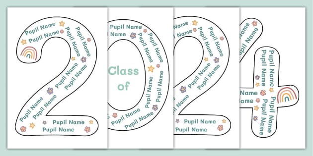 Editable Muted Rainbow Class of 2024 Name Posters - Twinkl