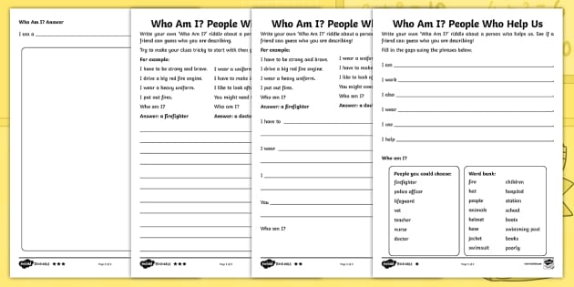 Charlie the Firefighter Who Am I? Riddle Differentiated Worksheet