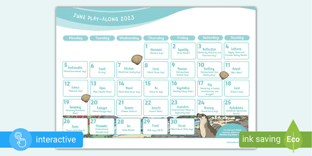 June Play-Along Calendar (2022) (teacher made) - Twinkl