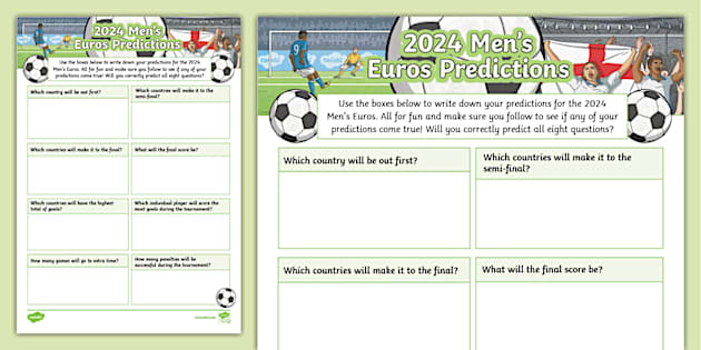 * NEW * 2024 Men's Euros Predictions Worksheet - Twinkl
