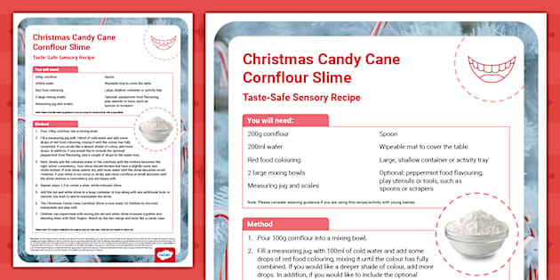 Christmas Candy Cane Cornflour Slime Sensory Recipe - Twinkl