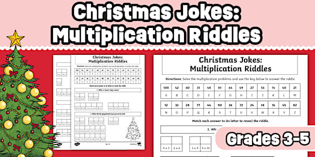 Christmas Jokes: Multiplication Riddles for 3rd-5th Grade