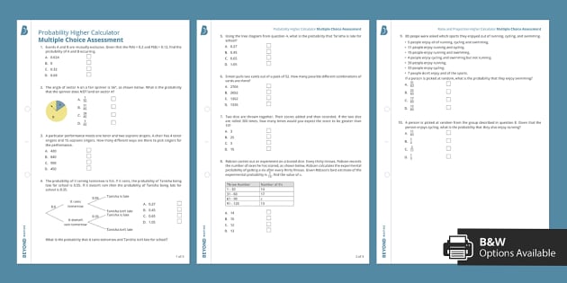 👉 Probability Higher Calculator Multiple Choice Assessment