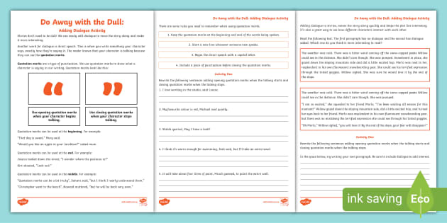Do Away with the Dull Adding Dialogue Writing Activity