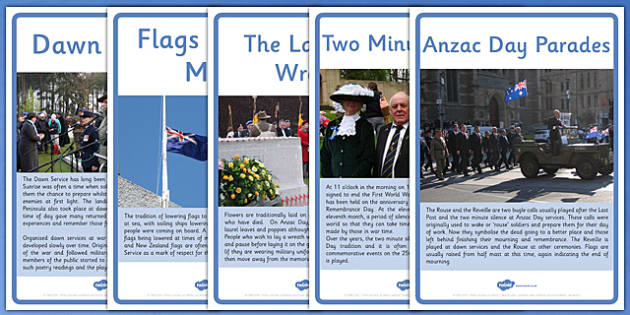 Anzac Day Customs and Traditions Upper School Information Posters