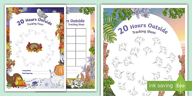 FREE! - 20 Hours Outside Tracking Sheets - Twinkl